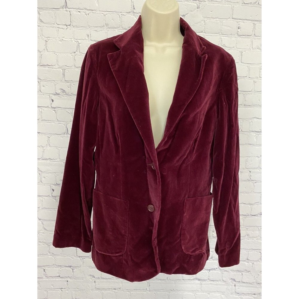 Vintage Addenda Maroon Velour Two Button Jacket W Poc… - Gem